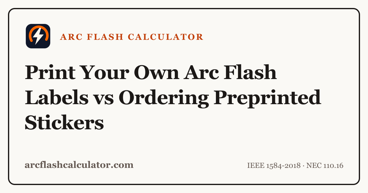 Print Your Own Arc Flash Labels vs Ordering Preprinted Stickers — Arc ...